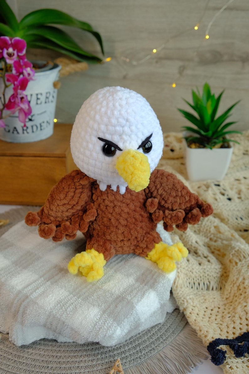 Bald Eagle Crochet Pattern, Plush Yarn Amigurumi PDF, Patriotic Eagle ...