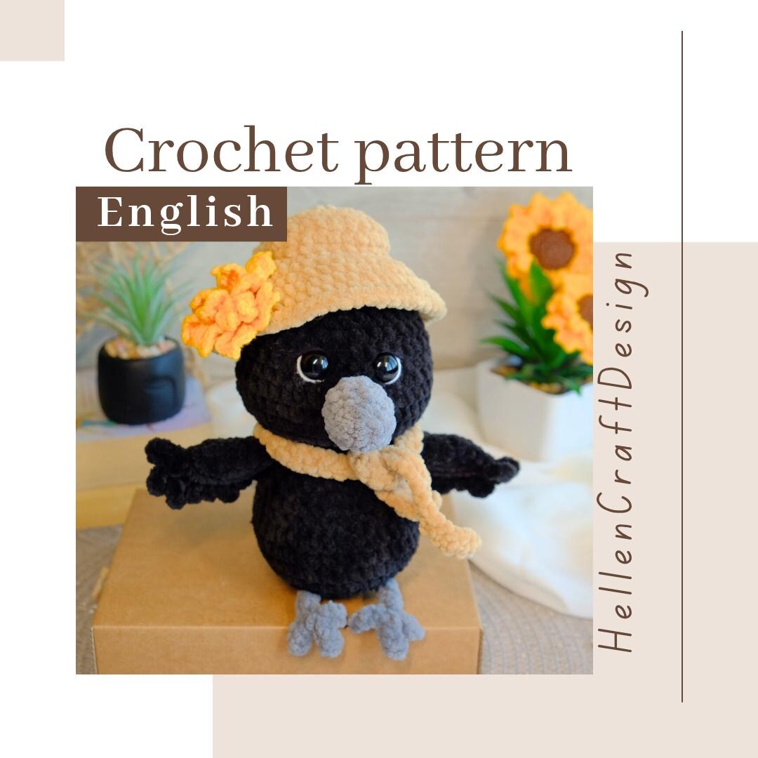 Crochet Crow Pattern Pdf - Amigurumi Raven Crochet - English PDF ...