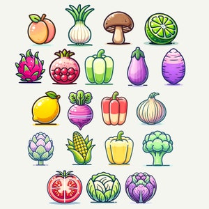 Fruits and Vegetables Clipart Set,watercolor Clipart Vegetables,vibrant ...