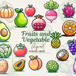 Fruits and Vegetables Clipart Set,watercolor Clipart Vegetables,vibrant ...