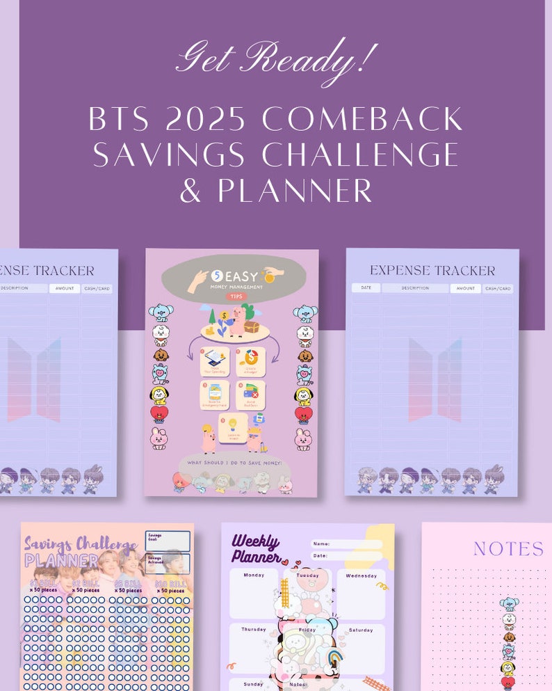 BTS 2025 Comeback Planner: Savings Challenge Printable (digital ...