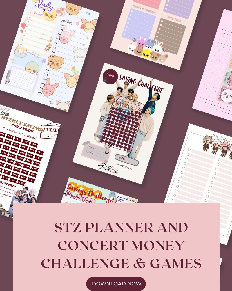SKZ Stray Kids Planner Money Challenge Mini Games Digital Download ...
