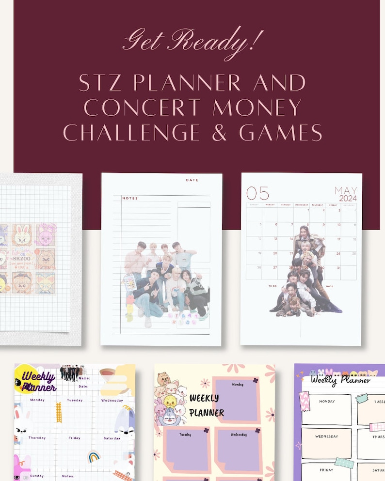 SKZ Stray Kids Planner Money Challenge Mini Games Digital Download ...
