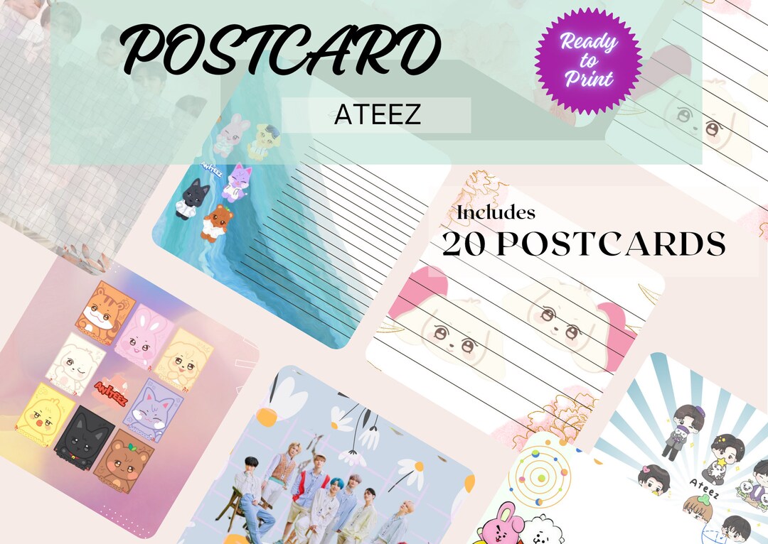 Ateez Postcards for Atiny Fans: Kpop Amerch, 20 Designs (digital ...