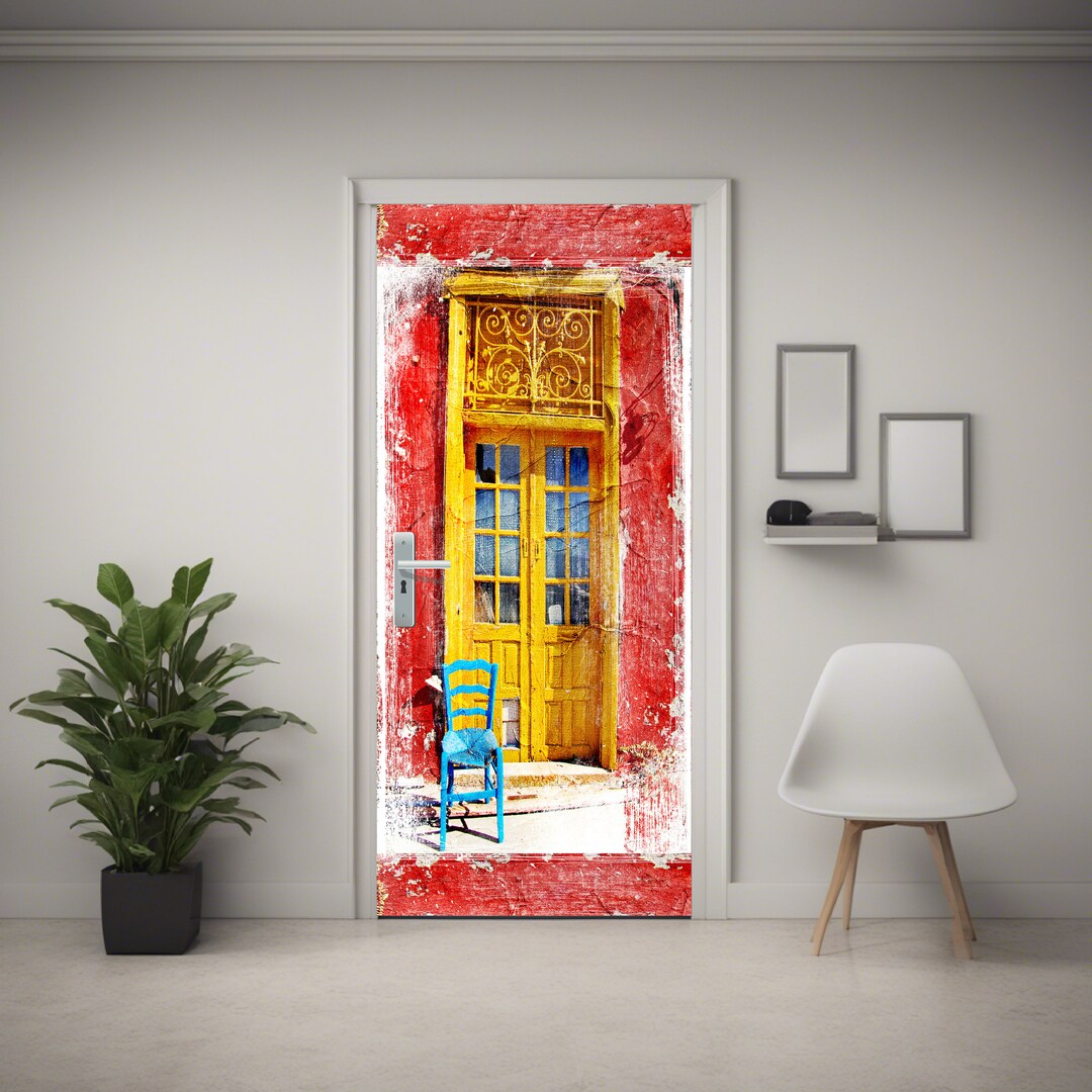 Old Door Stickers With Crayon Look, Door Transformation Decals, Home ...