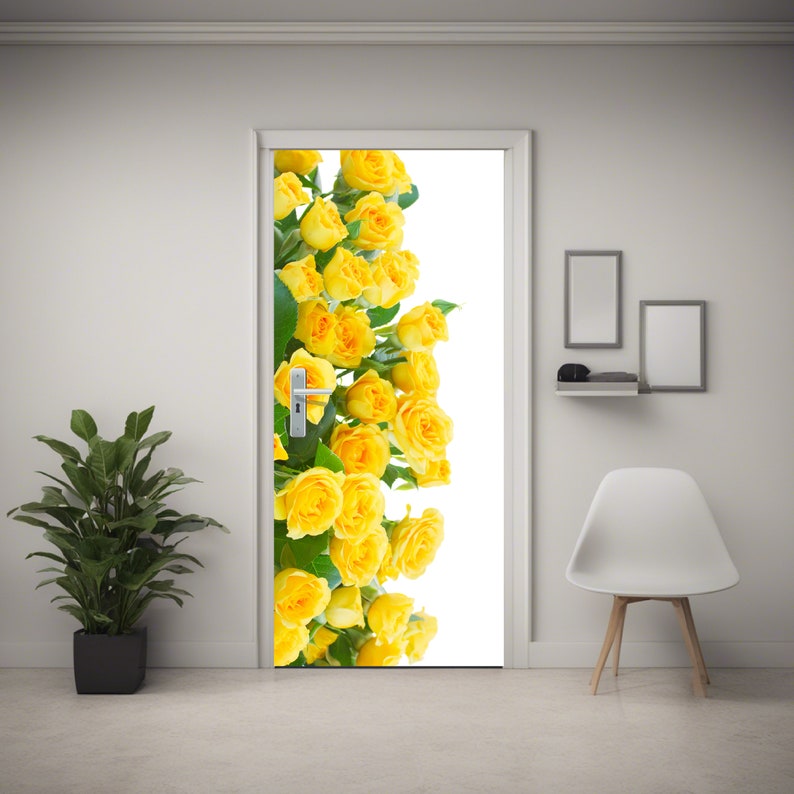 Door Sticker Made of Yellow Roses, Wrapping Technique, Graphic Skins ...