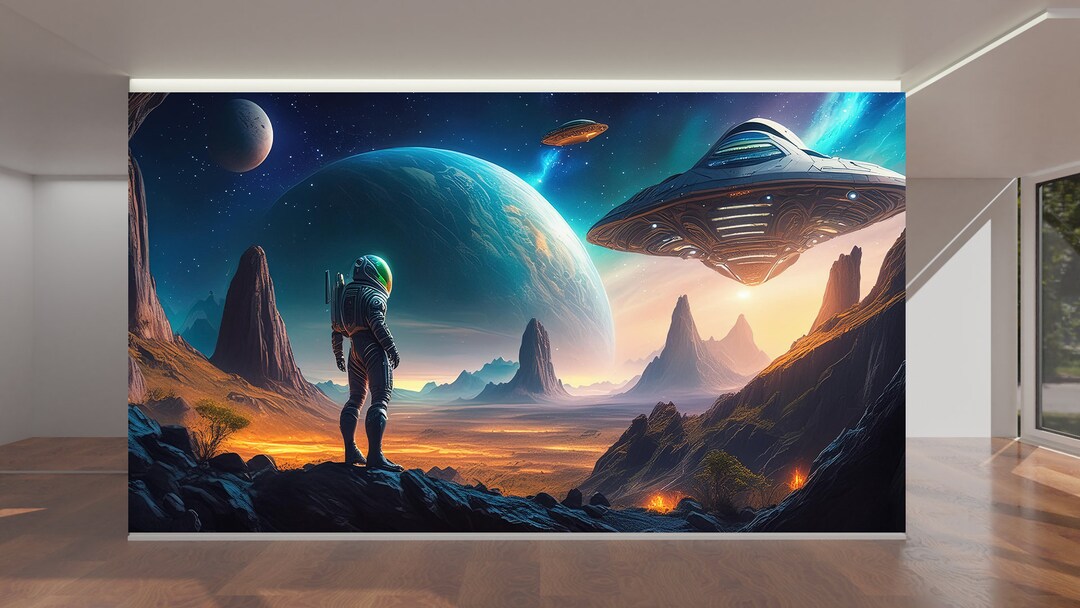 Science Space and Spaceship Wallpaper, Space Wall Sticker, Guardian of ...