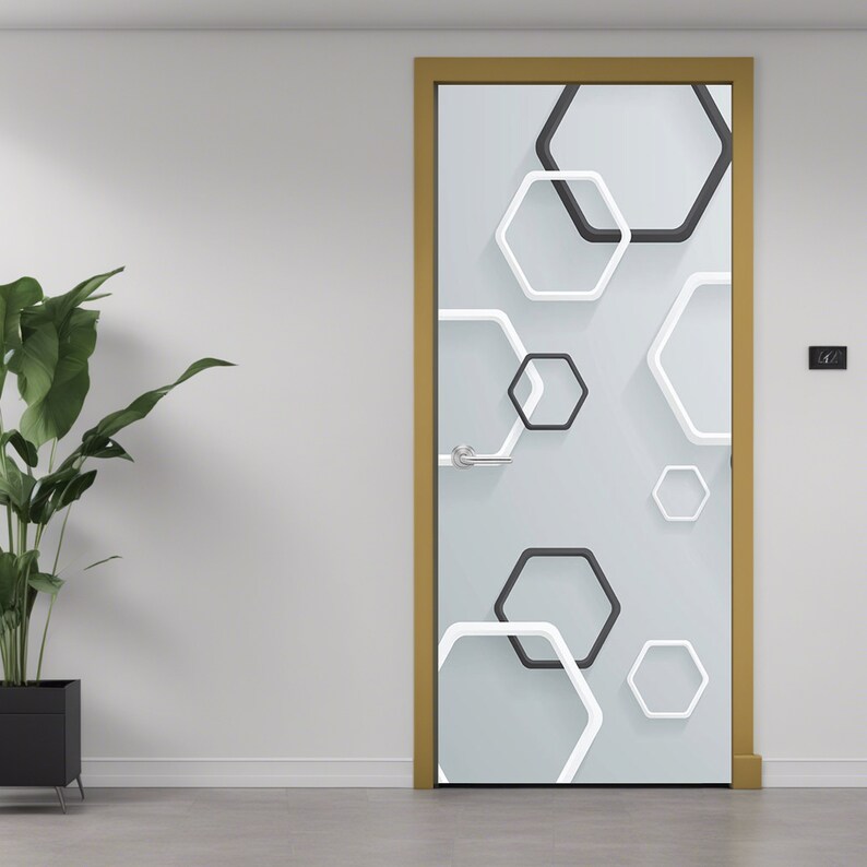 3D Hexagonal Door Cladding, Modern Door Mural, Geometrical Shapes, Math ...