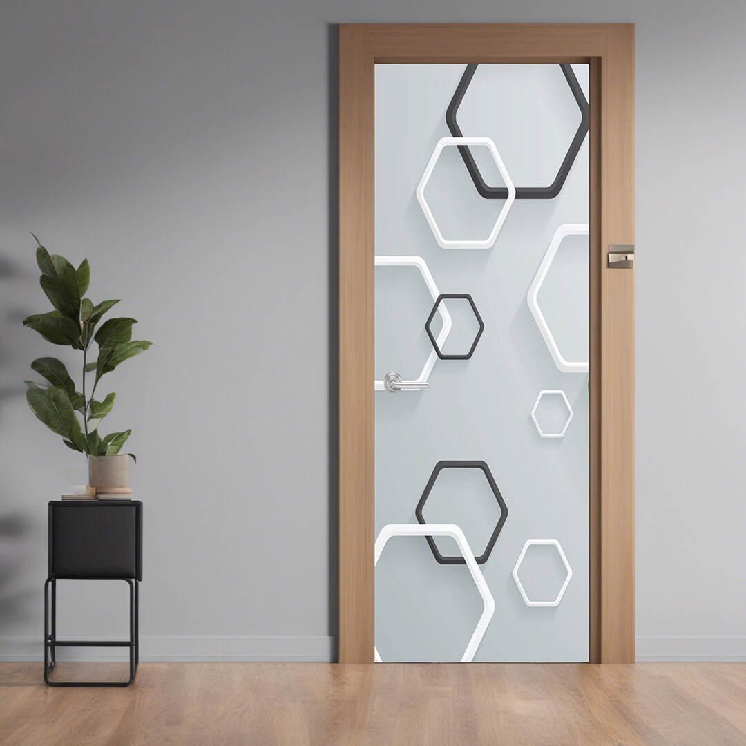 3D Hexagonal Door Cladding, Modern Door Mural, Geometrical Shapes, Math ...