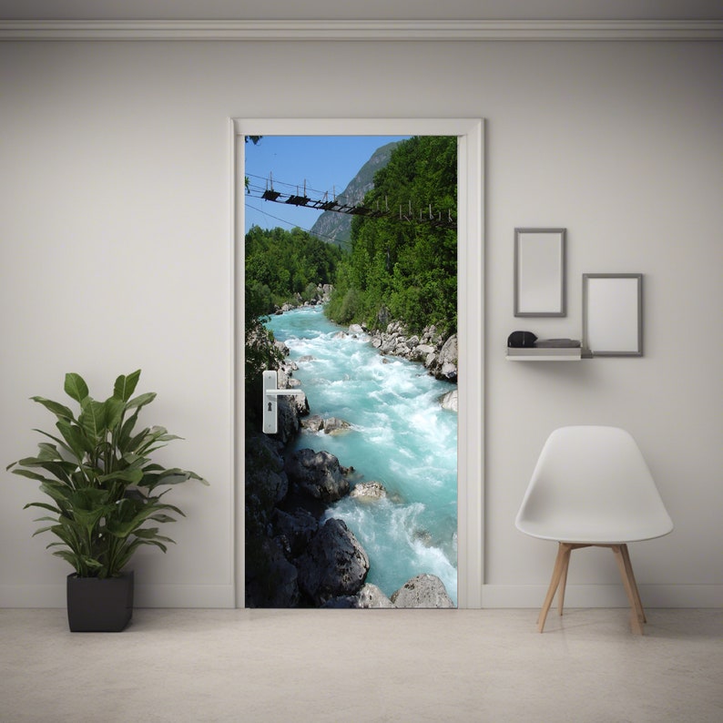 Wooden Bridge River Cliff, Suspension Bridge and Forest, Rustic ...