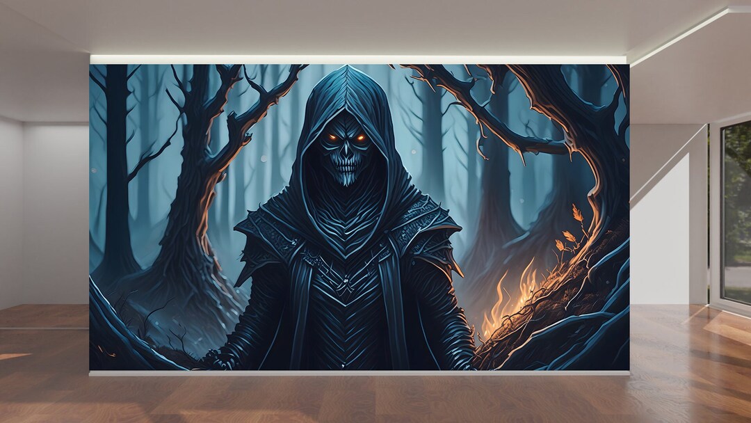 Wallpaper for Horror Houses, Demon Dark Scary Eyes, Skeleton Frame ...