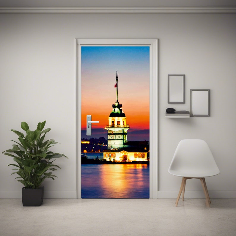 Kiz Tower Istanbul Sunset Home or Office Door Label, Design ...