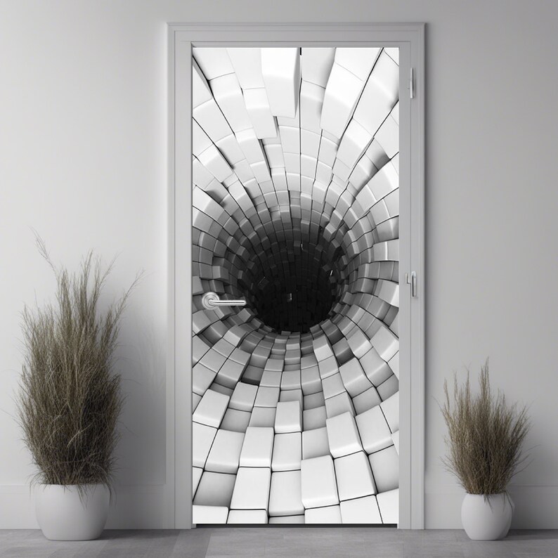 3D Door Mural Rectangle, Time Tunnel, Classroom Door Decal, Vinyl House ...