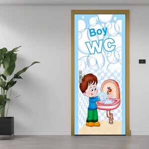 Sign for Boy's Restroom, Male Student Toilet Sticker, WC Door Covering ...