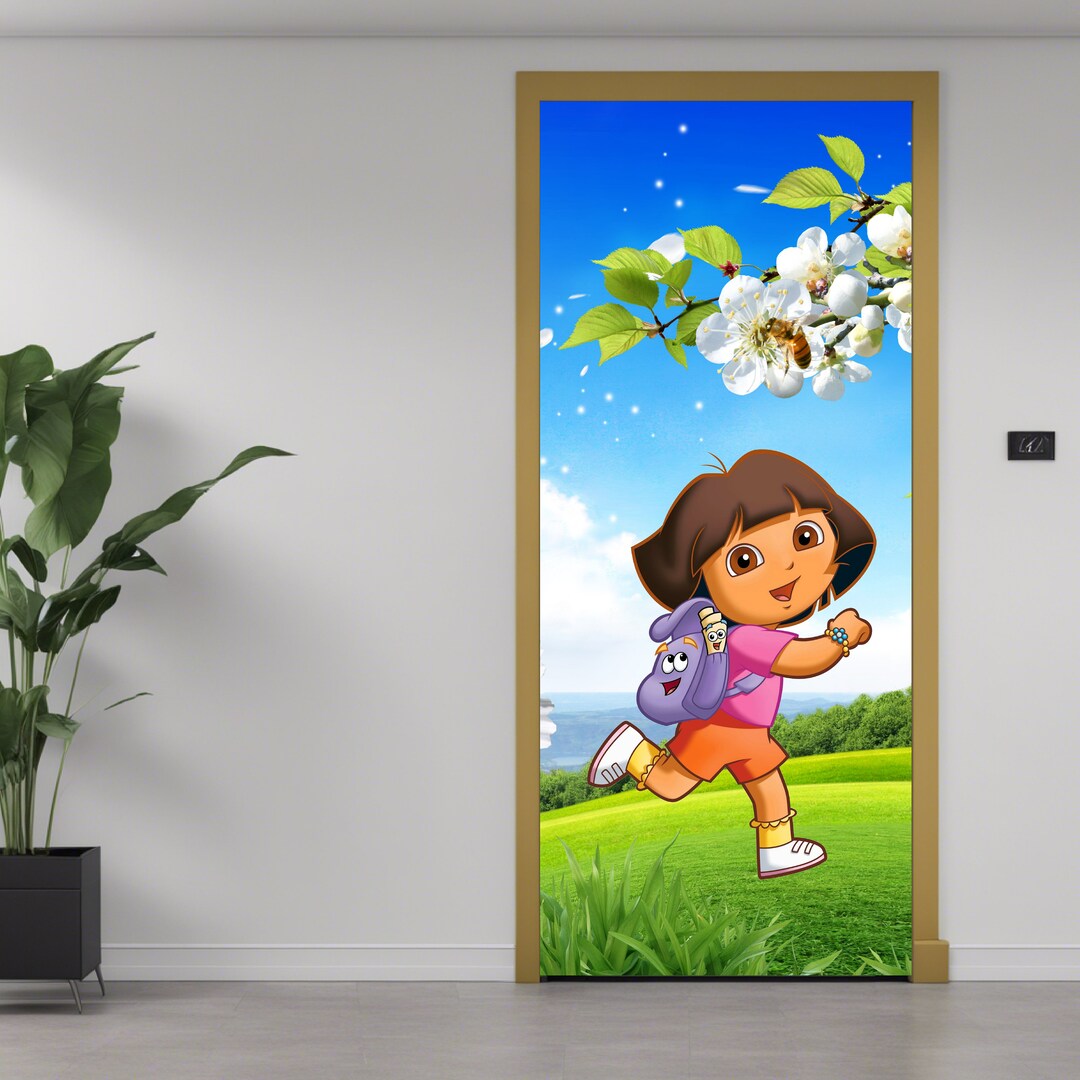 Nature and Children Door Mockup, Nursery Door Dressing, Door Mural ...