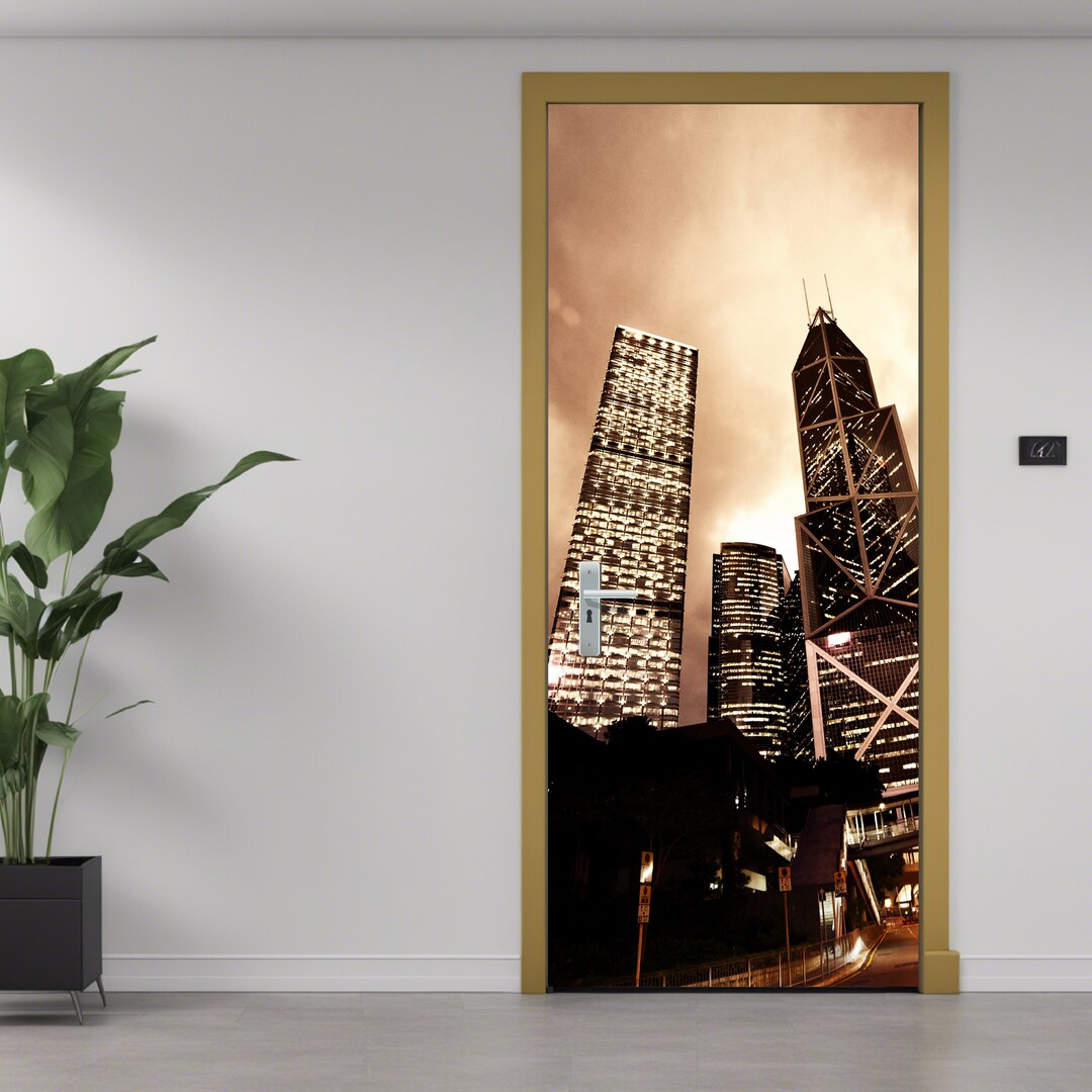 City Lights and Night View, Art for Door, Household Gate Adornments ...