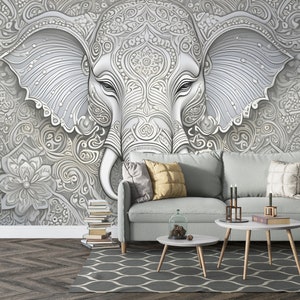 Elephant Wallpaper, Safari Animal Wall Mural, Self Adhesive Living Room ...