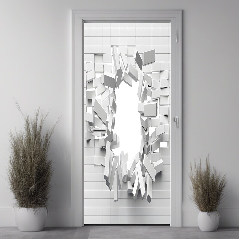 3D Door Brick Cladding, Broken Wall, Visual Door Transformation Choices ...