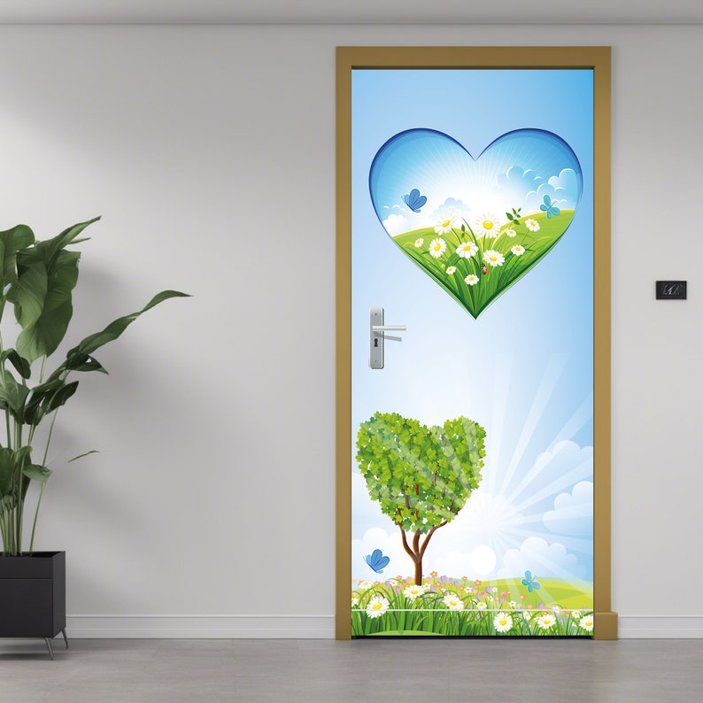 Tree Heart Nature Door Decal, Children's Room Door, Kindergarden Wrap ...