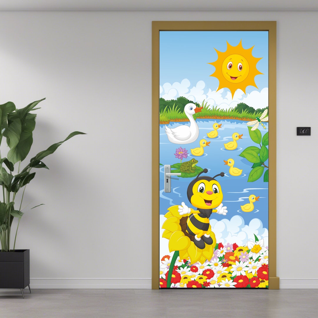 Bee Flower Duck Images for Kindergarten Door, Door Mural Options, Door ...