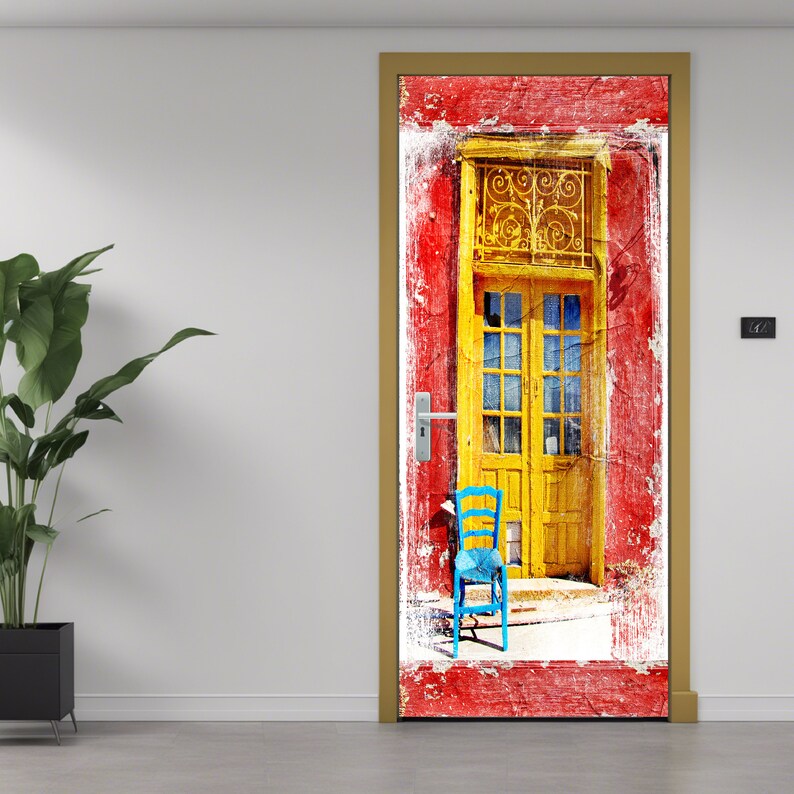 Old Door Stickers With Crayon Look, Door Transformation Decals, Home ...