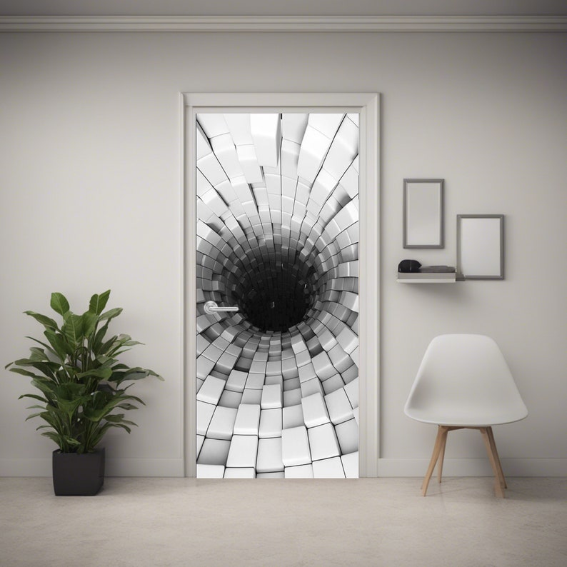 3D Door Mural Rectangle, Time Tunnel, Classroom Door Decal, Vinyl House ...