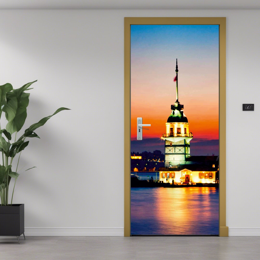 Kiz Tower Istanbul Sunset Home or Office Door Label, Design ...