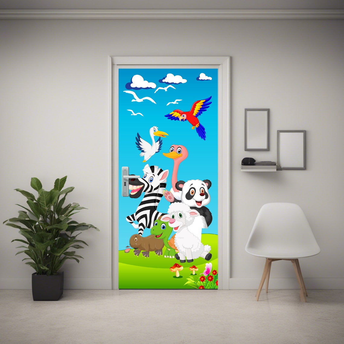 Nursery Doors Panda Duck Lamb Zebra, Door Makeover Options, Door ...