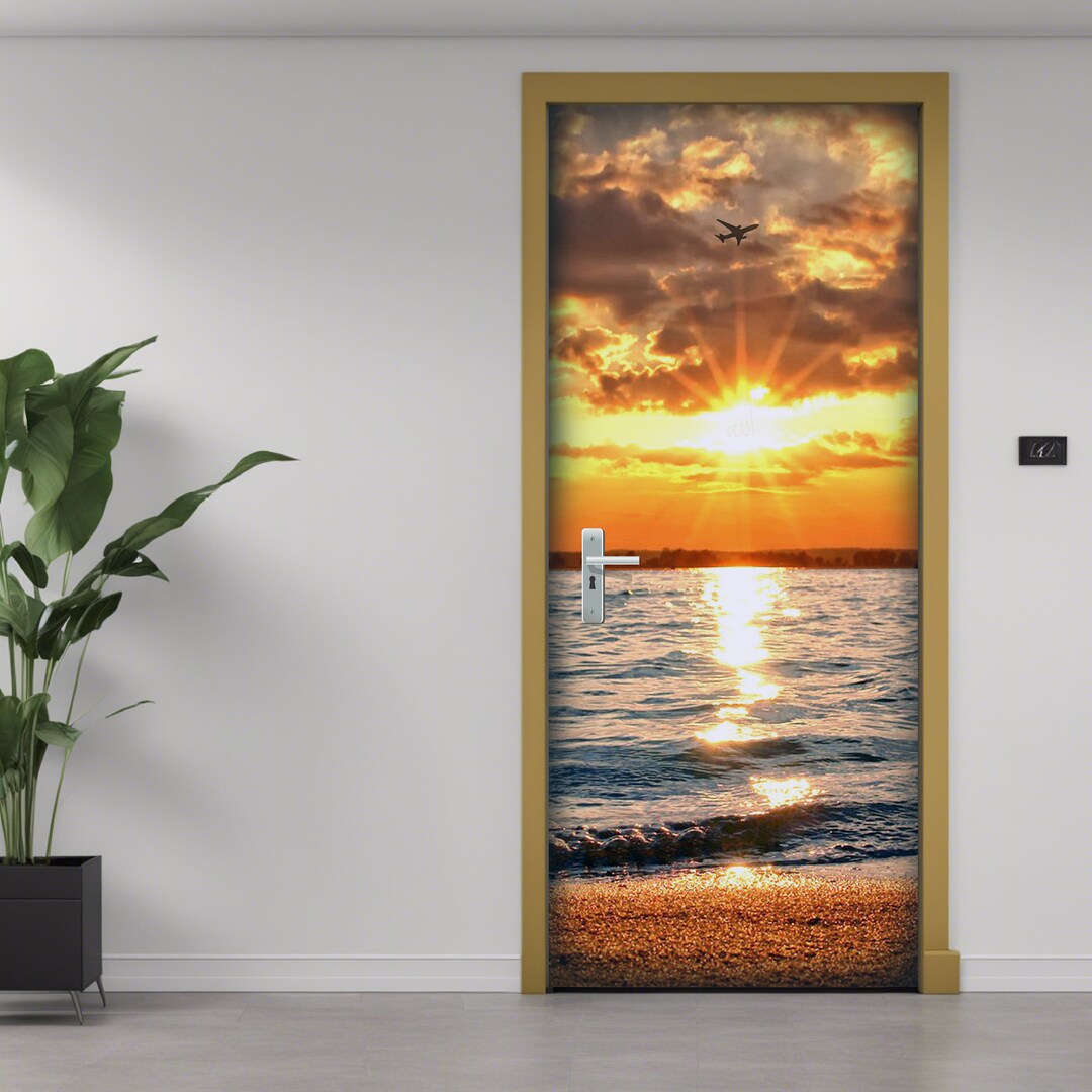 Sunset Label, Door Wrap With Sea View, Door Decoration, Modern Design ...