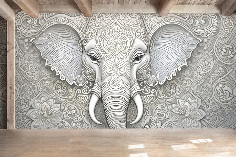 Elephant Wallpaper, Safari Animal Wall Mural, Self Adhesive Living Room ...