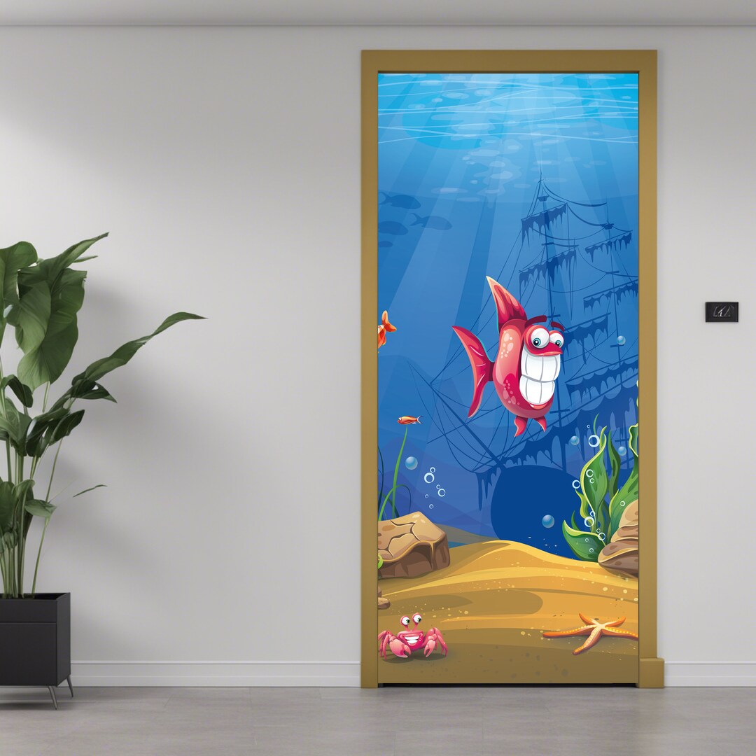 Sunken Ship Door Mural Options, Fish Door Decor, Kindergarten Door ...