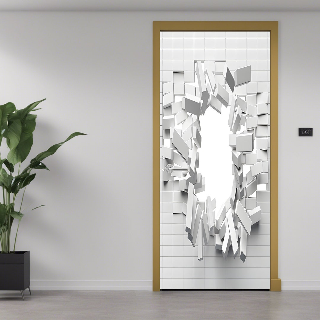 3D Door Brick Cladding, Broken Wall, Visual Door Transformation Choices ...