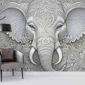 Elephant Wallpaper, Safari Animal Wall Mural, Self Adhesive Living Room ...