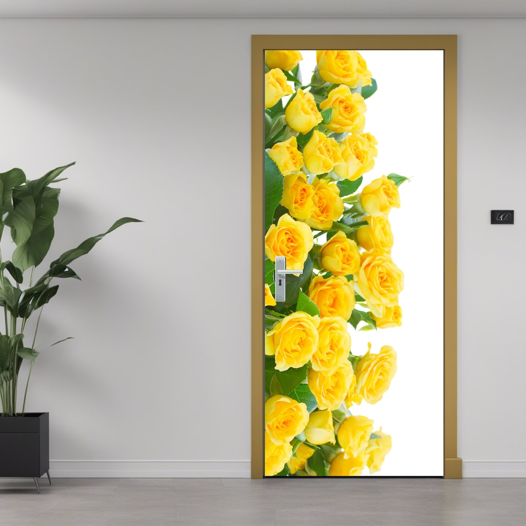 Door Sticker Made of Yellow Roses, Wrapping Technique, Graphic Skins ...
