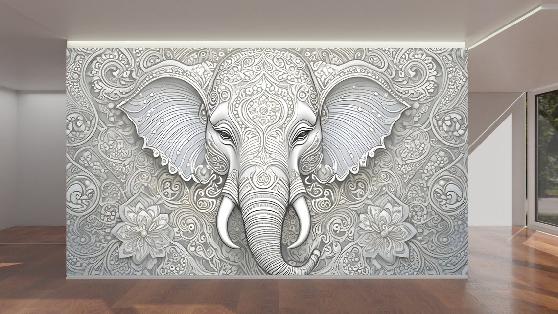 Elephant Wallpaper, Safari Animal Wall Mural, Self Adhesive Living Room ...