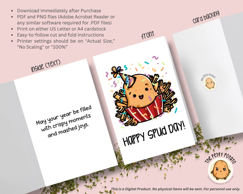 Happy Spud Day Birthday Card | Funny Potato-themed Greeting | Humorous ...