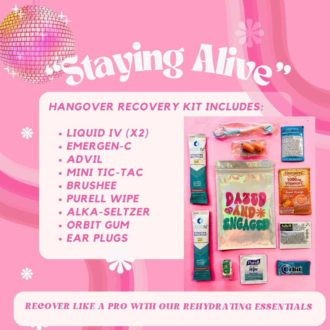 Hangover Recovery Kit, 10 Piece Pre-filled staying Alive Gift Bag ...