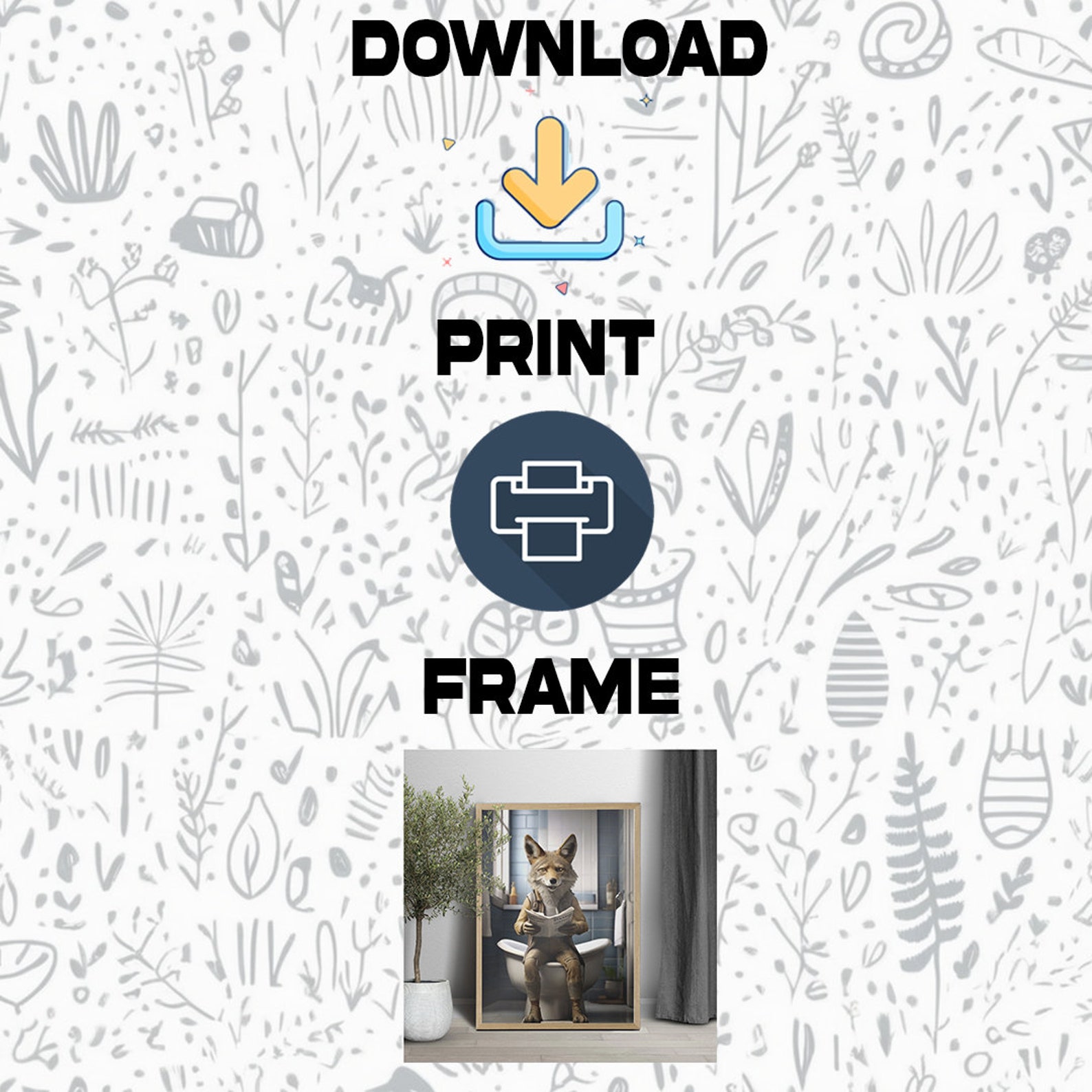 Coyote Sitting on Toilet Reading Newspaper, Coyote Art , Coyote Photo ...