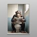 Chimpanzee Sitting on Toilet Reading Newspaper, Chimpanzee Art ...