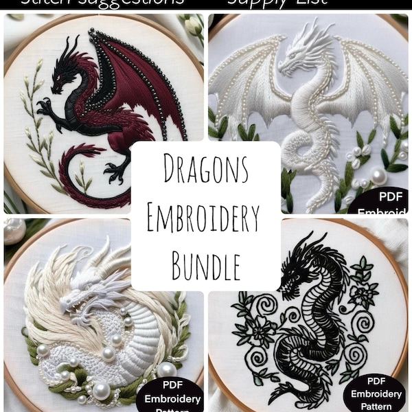 Embroidered Dragon - Etsy