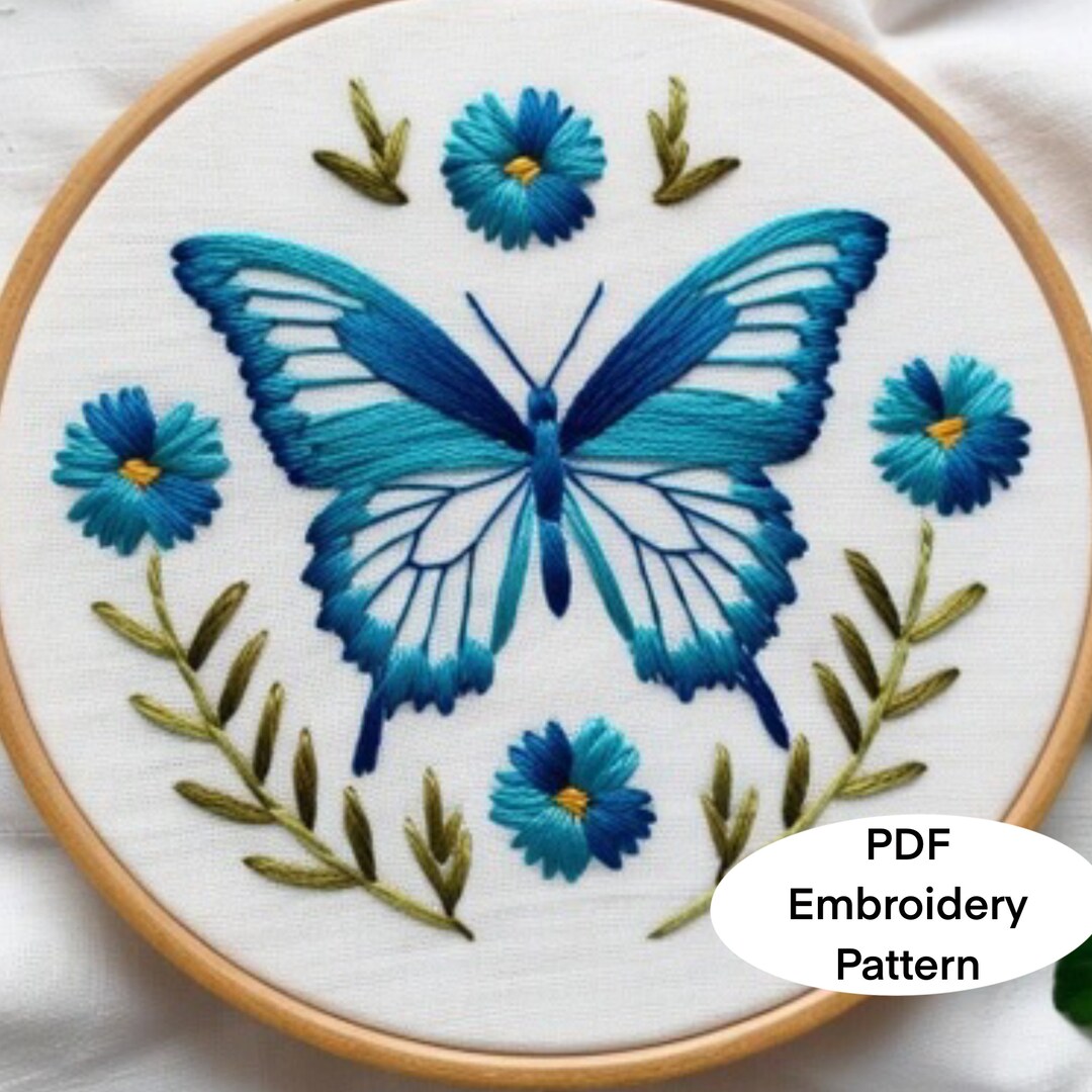 Butterfly Embroidery PDF Pattern. 7 Sizes From 3 to 8 Inch & A4 for ...