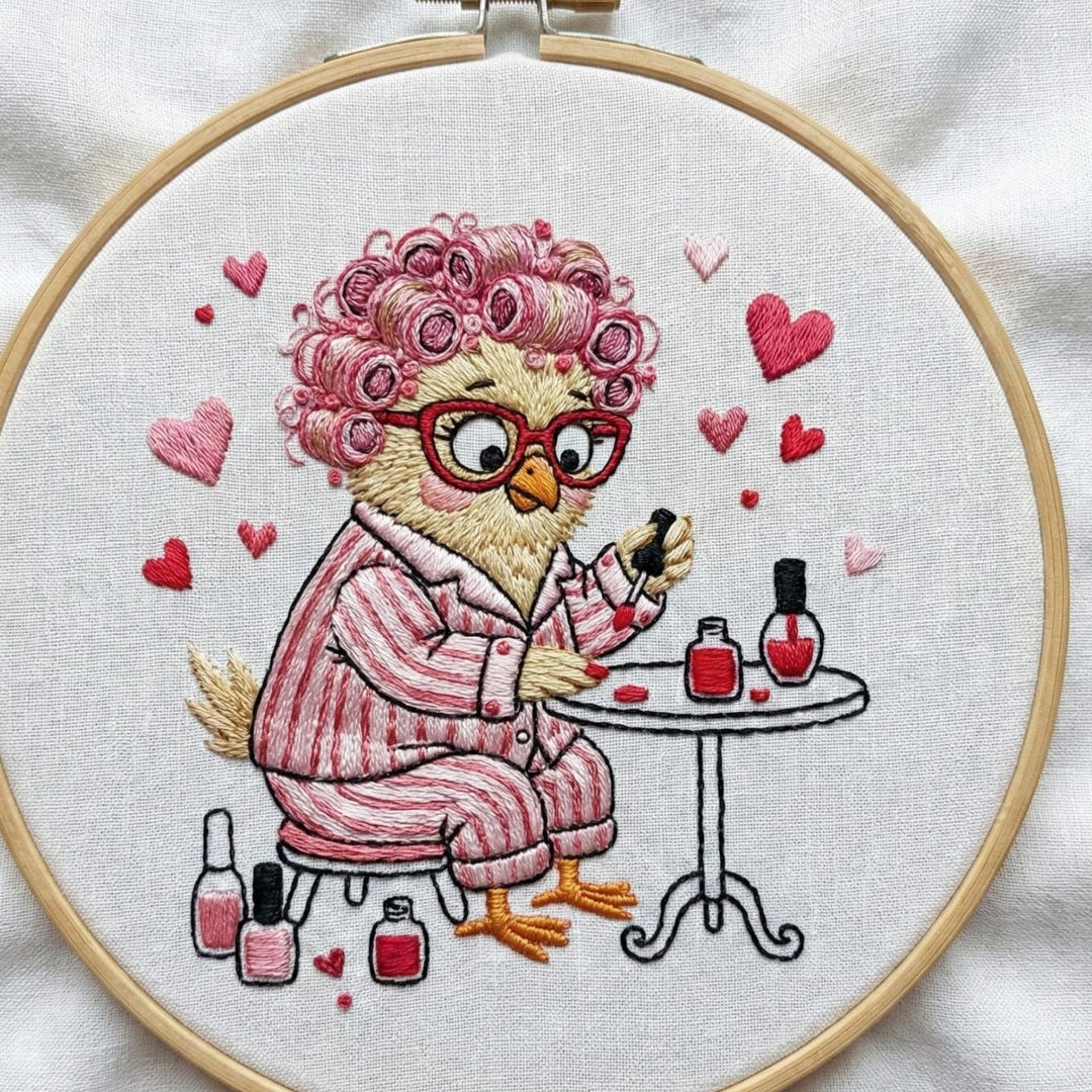 Chic Chicken Date Night Valentine Hand Embroidery PDF Pattern|heart ...