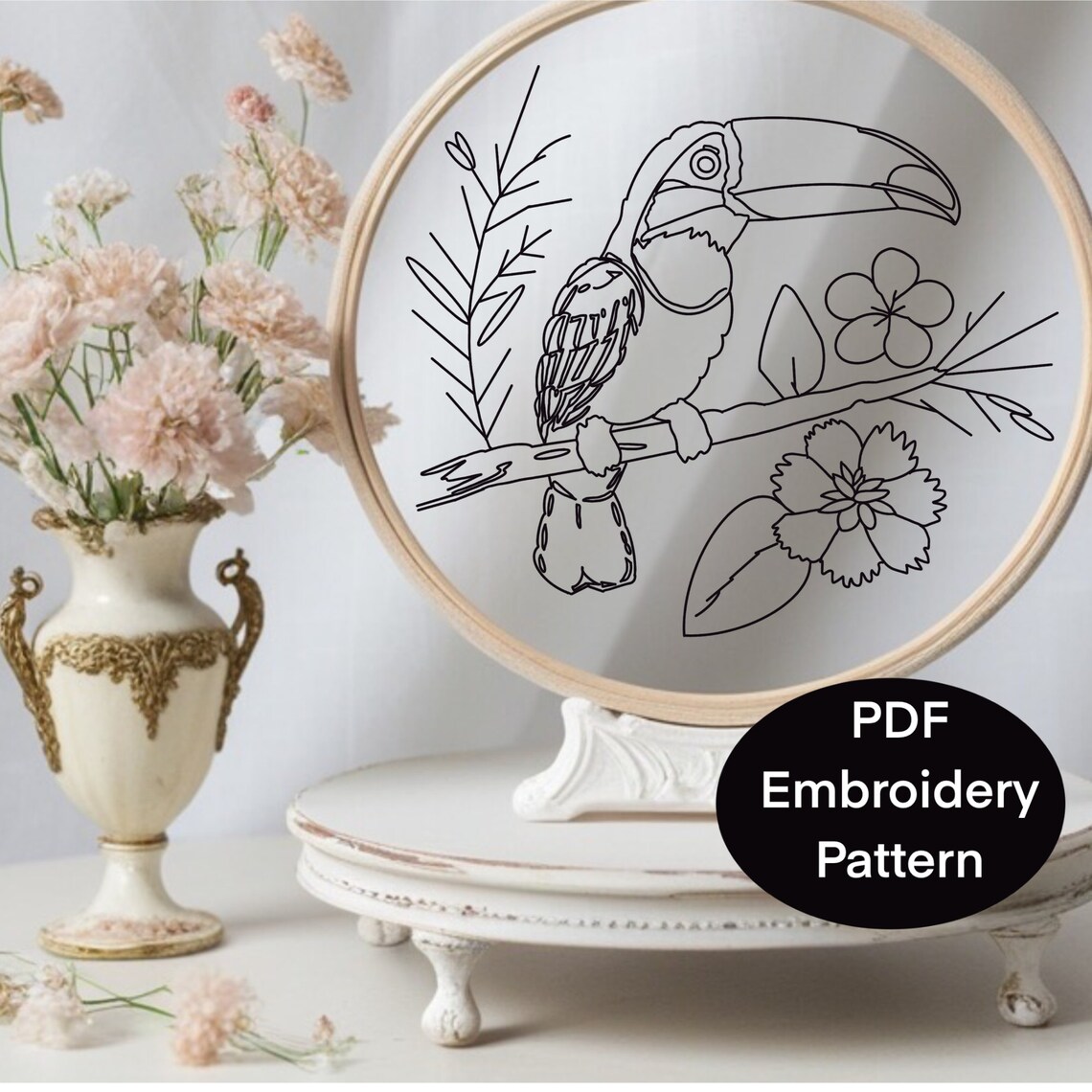Toucan Bird Hand Embroidery PDF Pattern. 7 Sizes 3-8 Inch & A4 Hoop. Embroidery Transfer Toucan ...