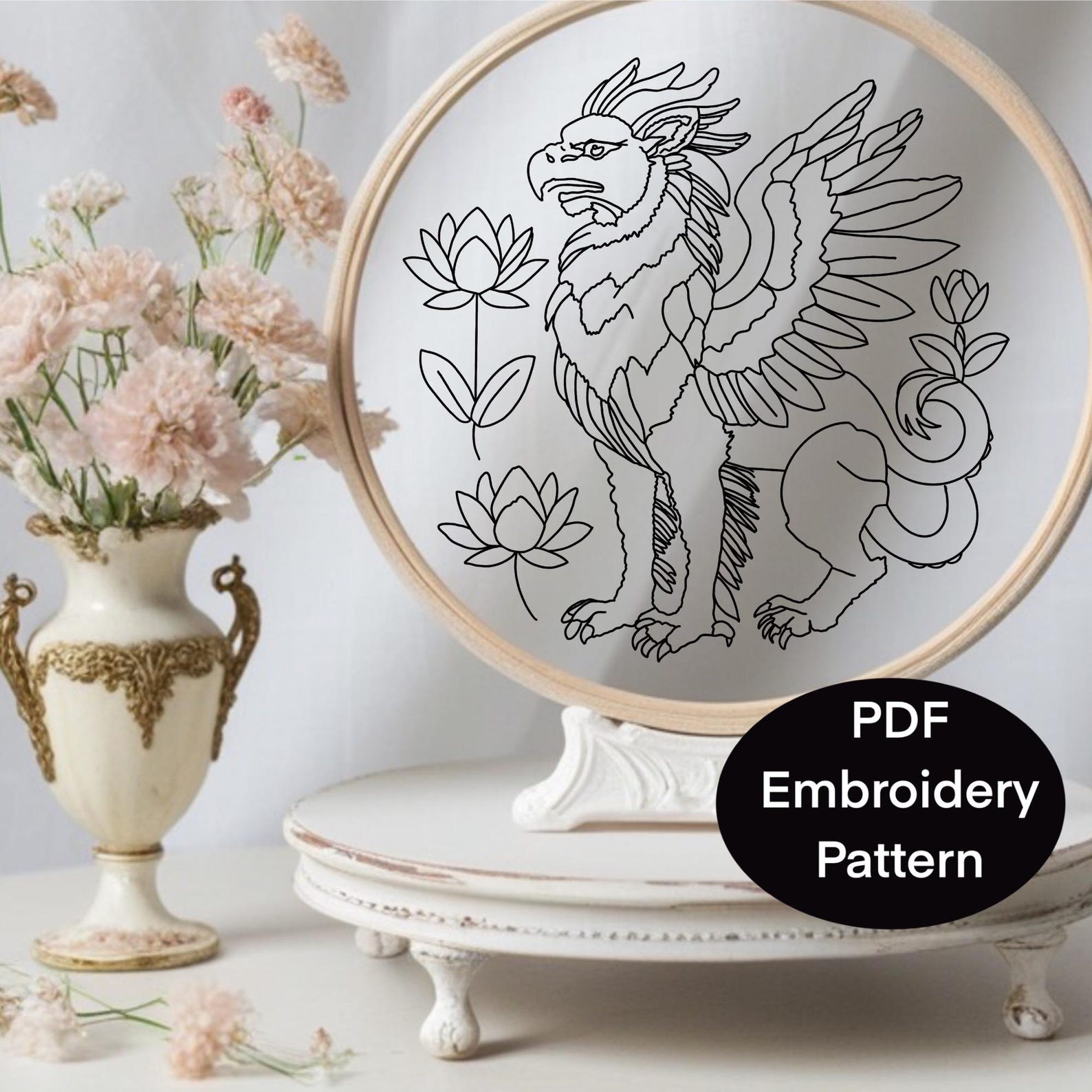 Majestic Griffin Embroidery Pdf Pattern. 6 Sizes, 3 to 8 Inch for Hand ...