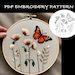 Butterfly Embroidery PDF Pattern. 7 Sizes 3-8 Inch & A4 for Different Hand Embroidery Hoops ...