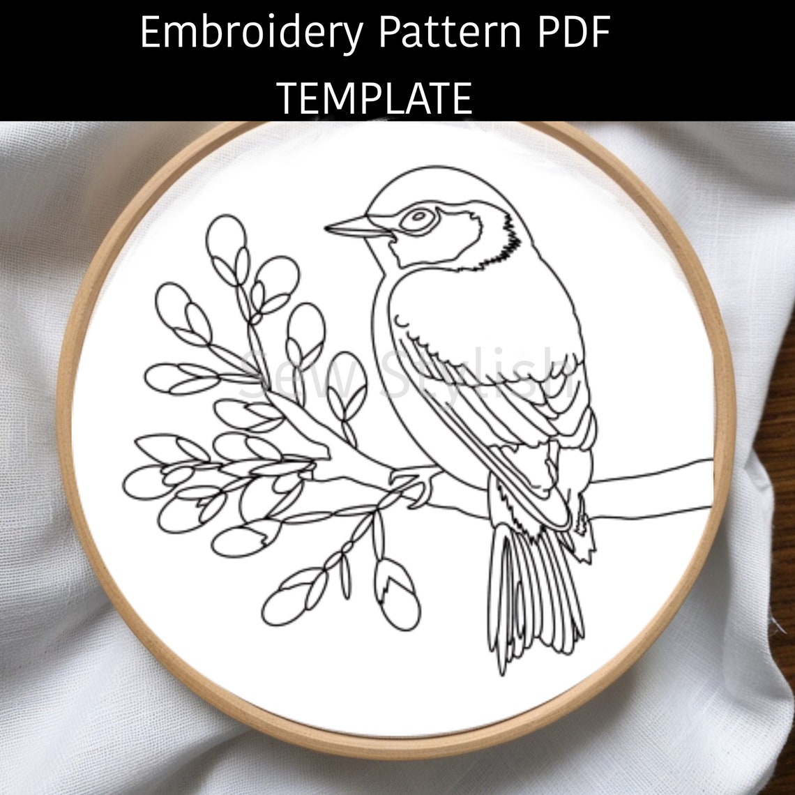 Blue Bird Hand Embroidery PDF Pattern. 7 Sizes 3-8 Inch & A4 Hoop. Easy ...