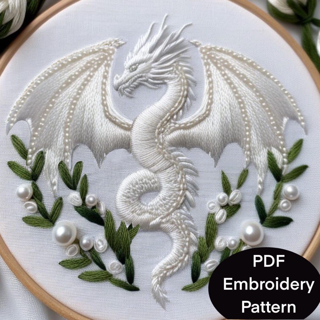 Dragon Embroidery PDF Pattern. 6 Sizes 3 to 8 Inch for Hand Embroidery Hoops. Simple Fantasy ...