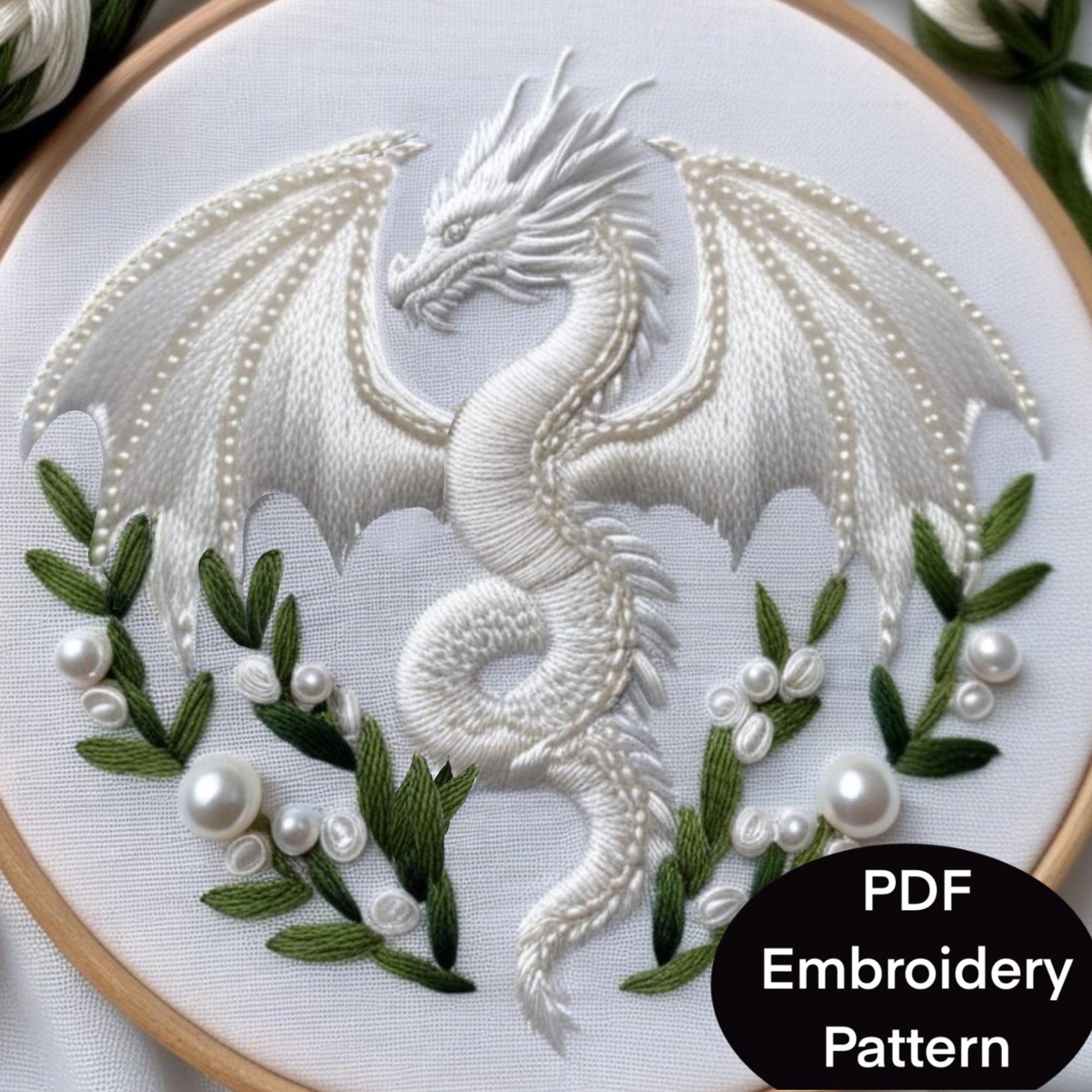 Dragon Embroidery PDF Pattern. 6 Sizes 3 to 8 Inch for Hand Embroidery Hoops. Simple Fantasy ...