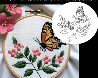 Butterfly Embroidery PDF Pattern. 7 Sizes From 3 to 8 Inch & A4 for Different Sized Hand ...