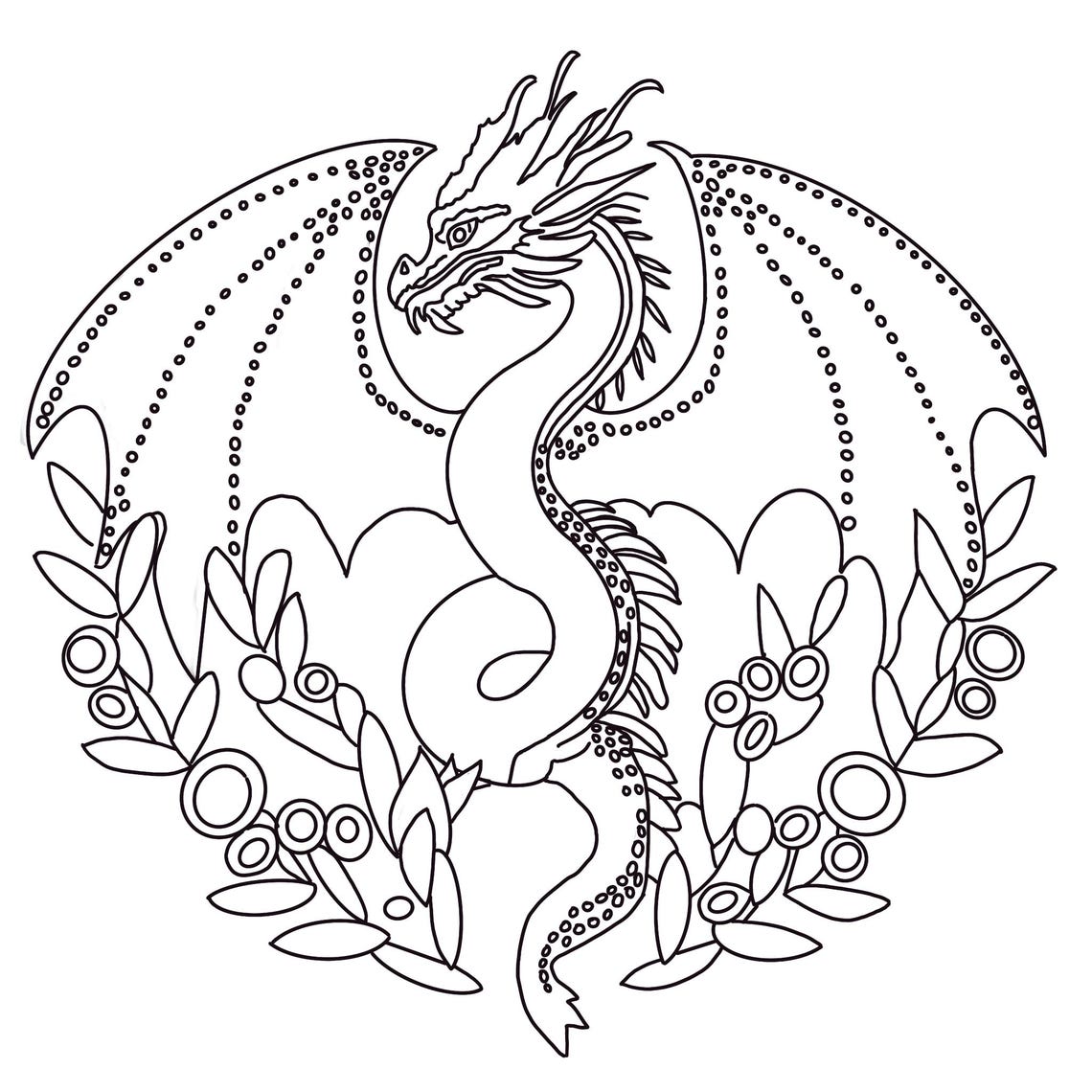 Dragon Embroidery PDF Pattern. 6 Sizes 3 to 8 Inch for Hand Embroidery Hoops. Simple Fantasy ...
